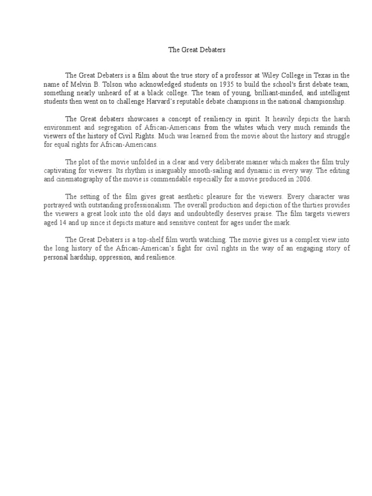 The Great Debaters: A True Story of Resilience | PDF