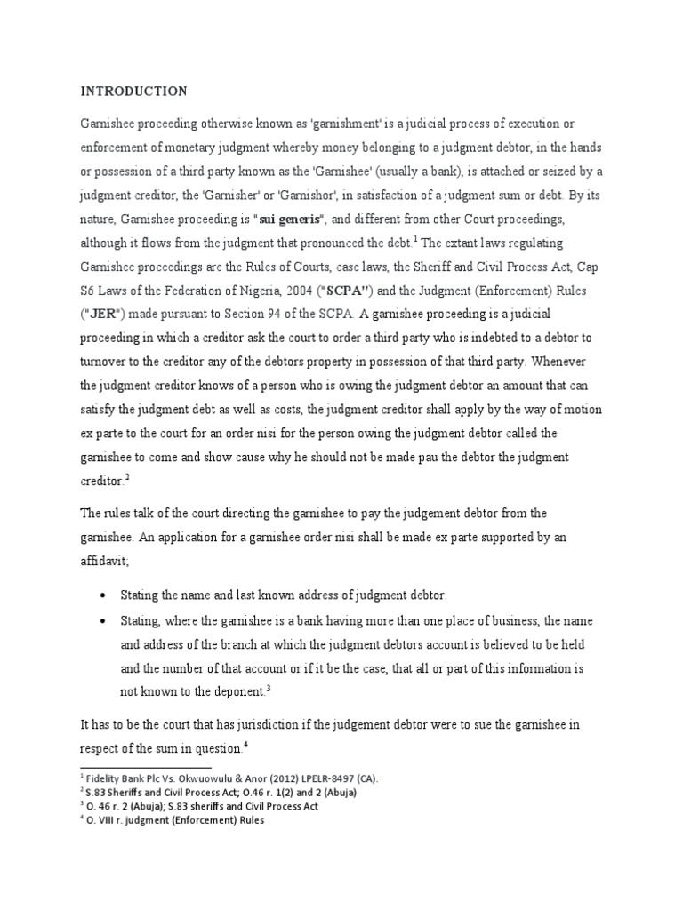 Understanding Garnishee Proceedings in Nigeria | PDF | Judgment (Law) | Garnishment