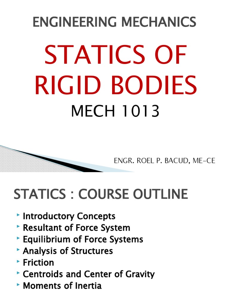 Statics of Rigid Bodies: Engineering Mechanics | PDF | Force | Mechanics