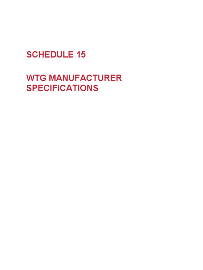 Schedule 15 WTG Manufacturer Specifications (IaPet-WPP1) | PDF ...