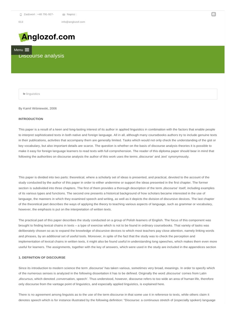 !!!discourse Analysis | PDF | Linguistics | Discourse !!!discourse Analysis | PDF | Linguistics | Discourse