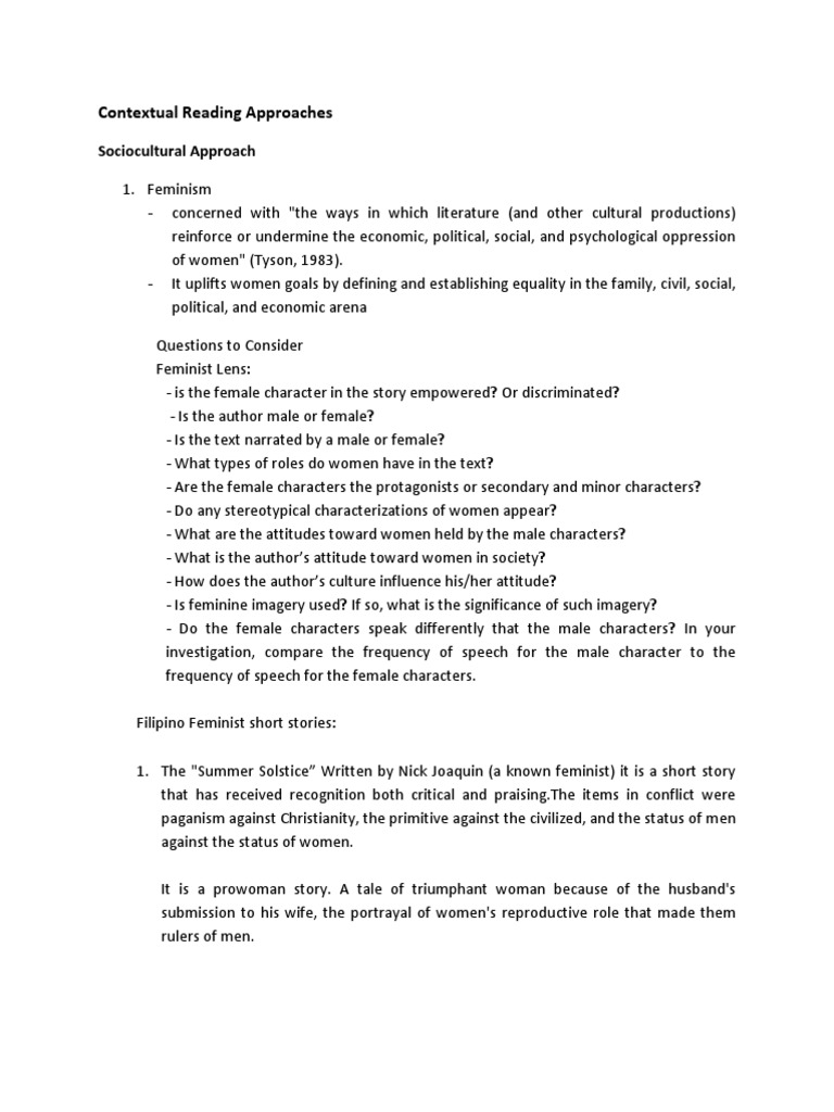 Contextual Reading Approaches: Sociocultural Approach | PDF | Poetry ...