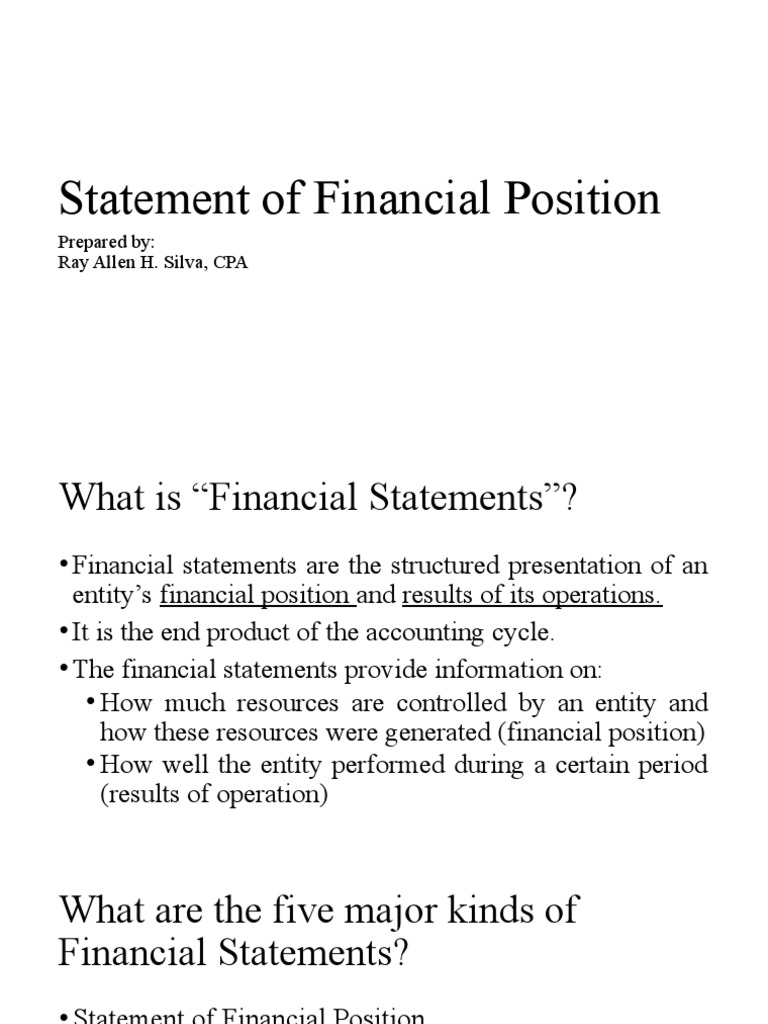 Statement of Financial Position | PDF | Balance Sheet | Equity (Finance)