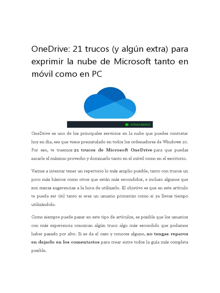 One Drive | PDF | Archivo de computadora | Windows 10