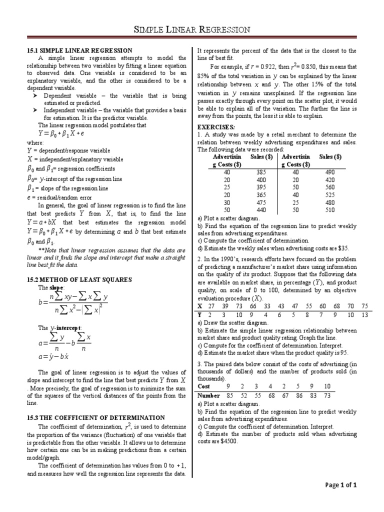 R R y X y Y: Imple Inear Egression | PDF | Linear Regression | Coefficient Of Determination