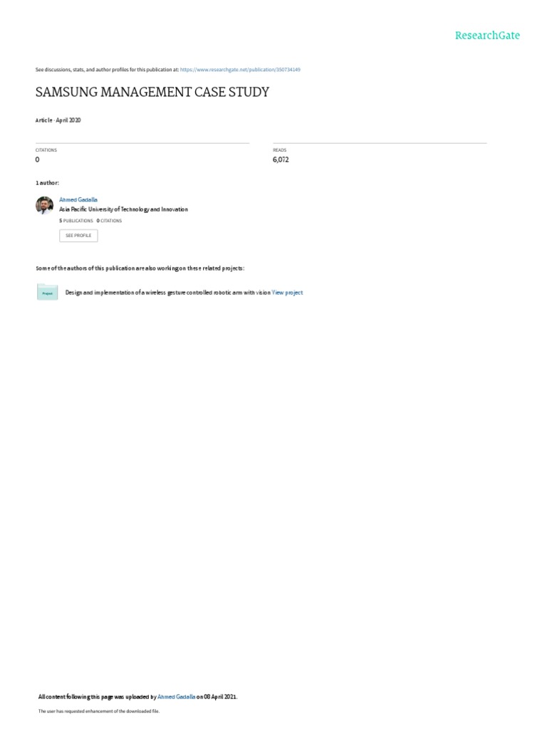 Samsung Management Case Study: April 2020 | PDF | Samsung Electronics ...
