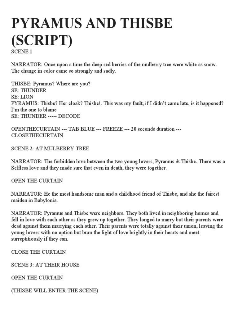 Pyramus and Thisbe | PDF