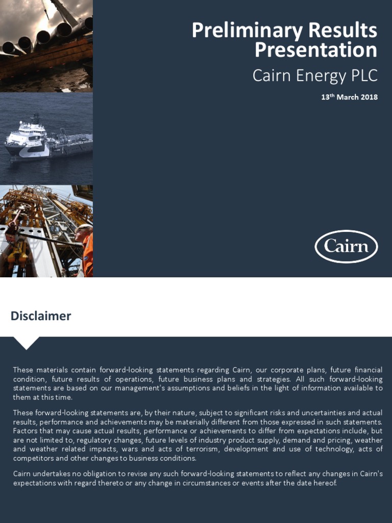Cairn Energy PLC preliminary results and 2018 outlook | PDF | Petroleum ...