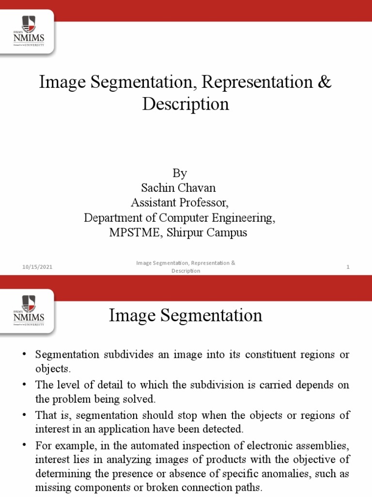 Image Segmentation, Representation & Description | PDF | Image Segmentation | Computer Vision