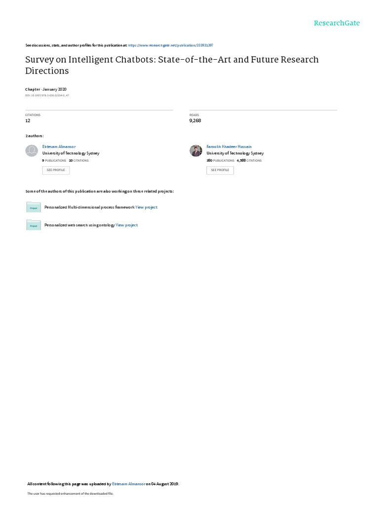 Intelligent Chatbots: Survey & Future Directions | PDF | Human–Computer ...
