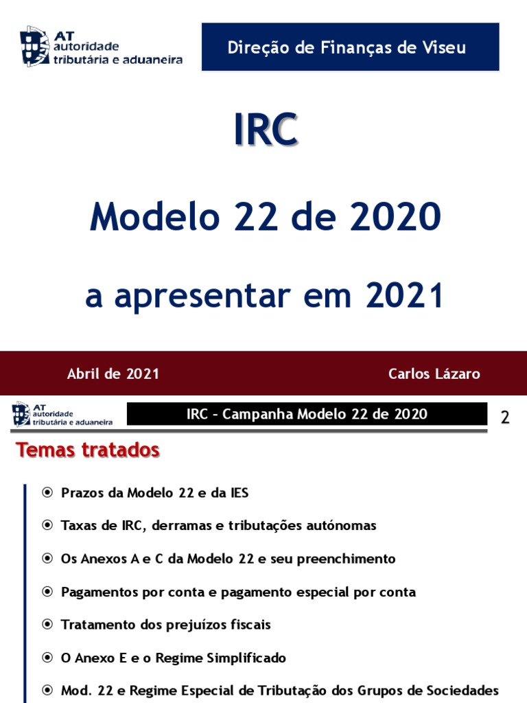 06 0576 - Modelo 22 IRC - Guia Fiscal 2021 | PDF | Imposto sobre Valor ...