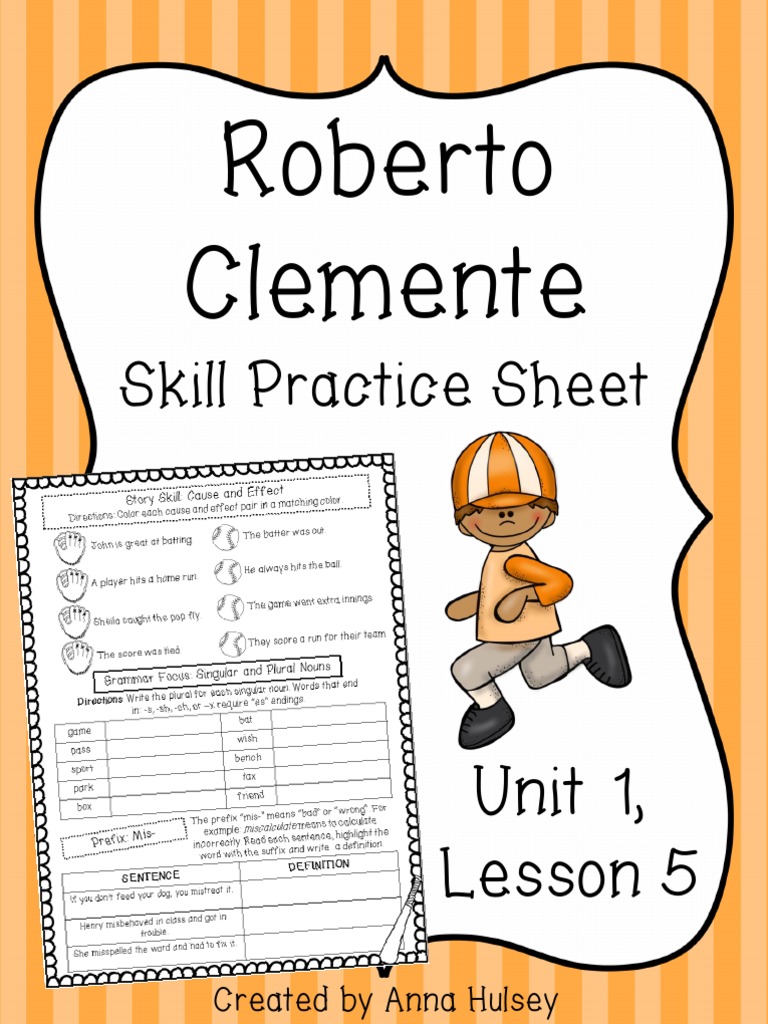4 - Roberto Clemente (Skill Practice Sheet) | PDF | Linguistics ...
