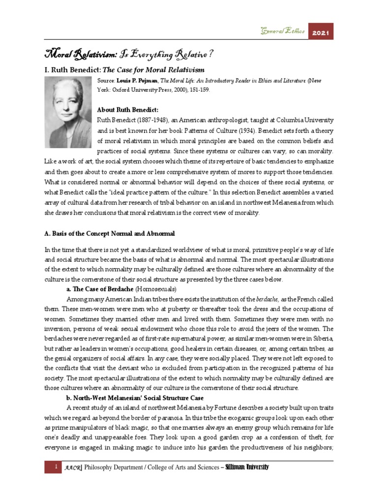 Notes On Moral Relativism | PDF | Morality | Relativism