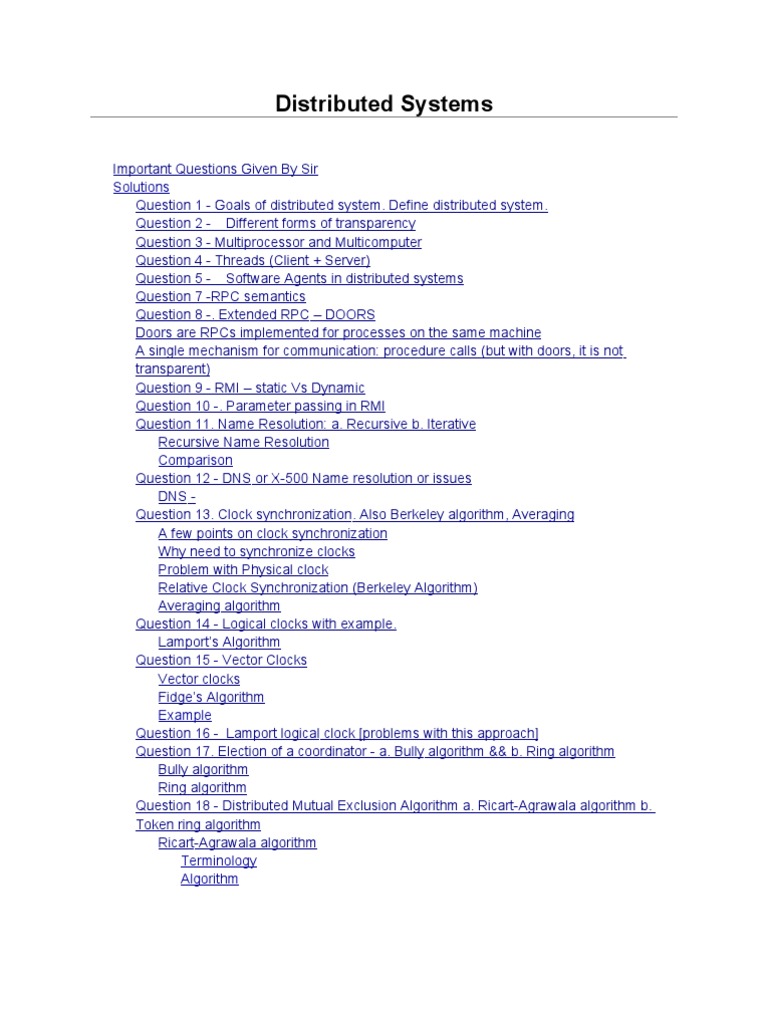 Distributed System Answer Key Pdf Distributed Computing Domain