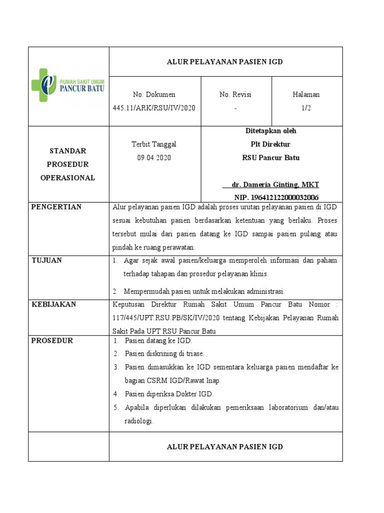 Spo Alur Pasien Igd | PDF