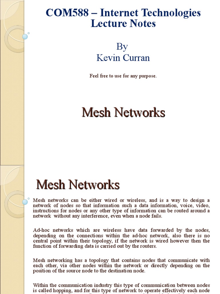 COM588 - Internet Technologies Lecture Notes: by Kevin Curran | PDF