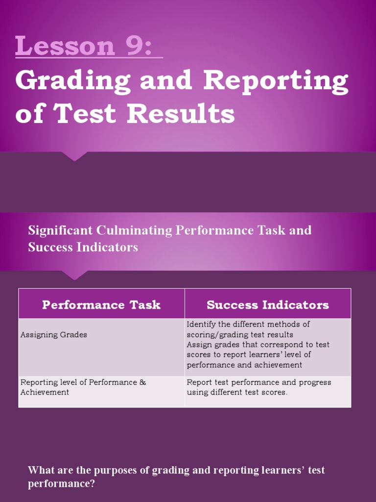 Grading and Reporting of Test Results - Report | PDF | Multiple Choice ...