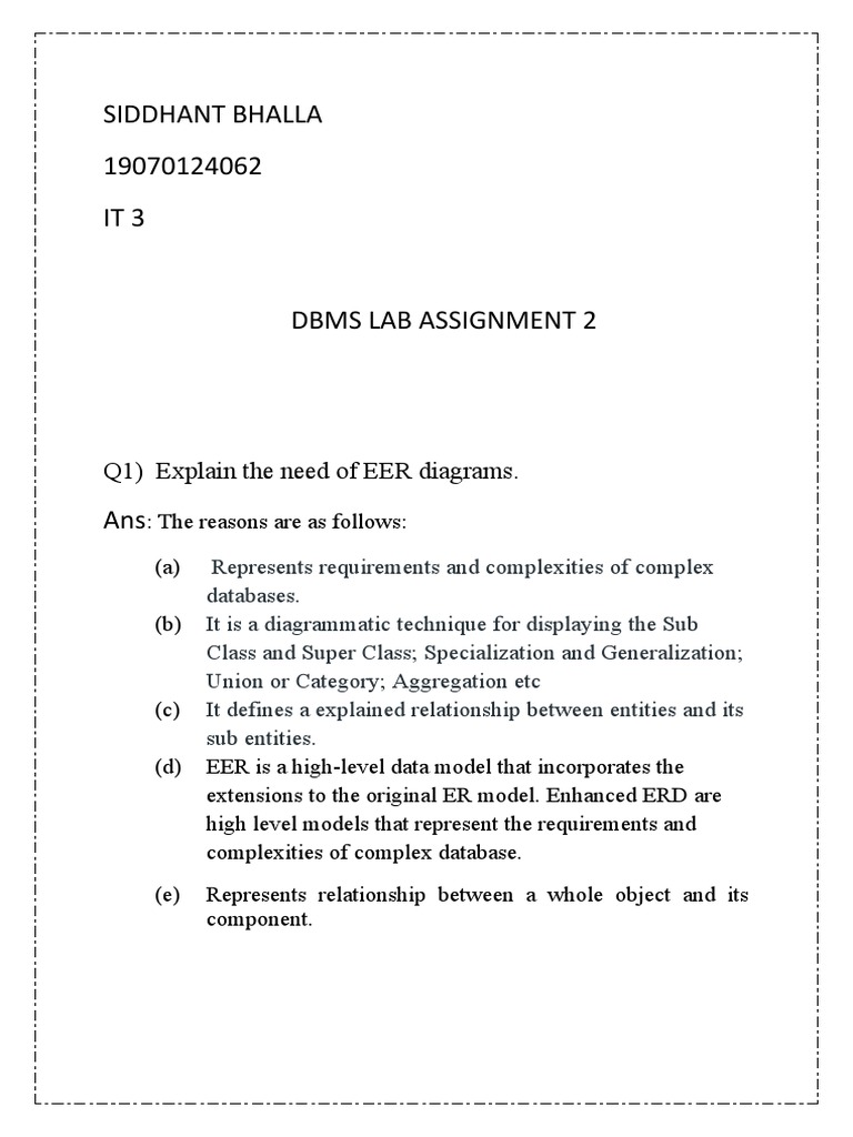 DBMS Lab Assignment 2 | PDF | Databases | Data Model DBMS Lab Assignment 2 | PDF | Databases | Data Model