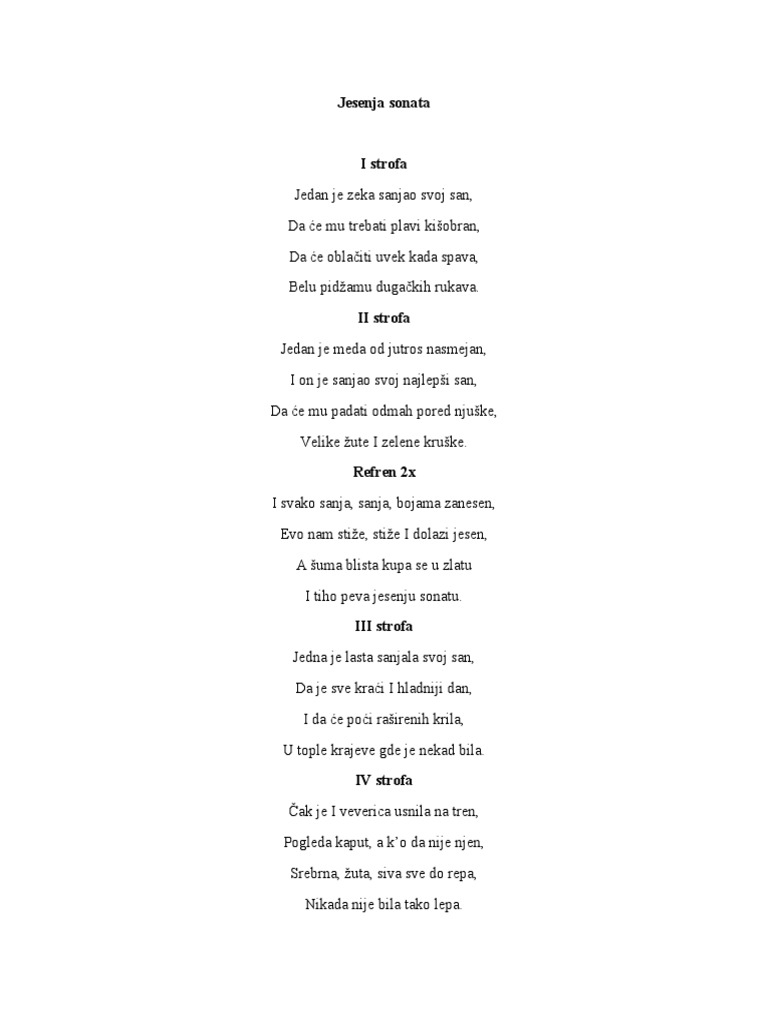 Jesenja Sonata Tekst | PDF