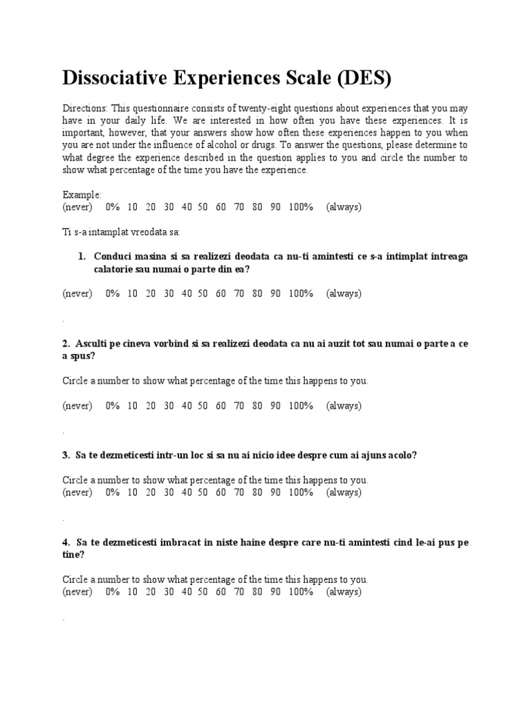 Dissociative Experiences Scale-Romana | PDF