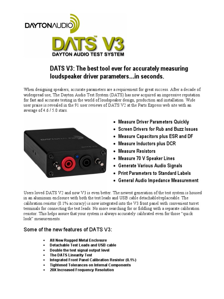 DATS V3: A Powerful New Tool for Quickly and Accurately Measuring ...