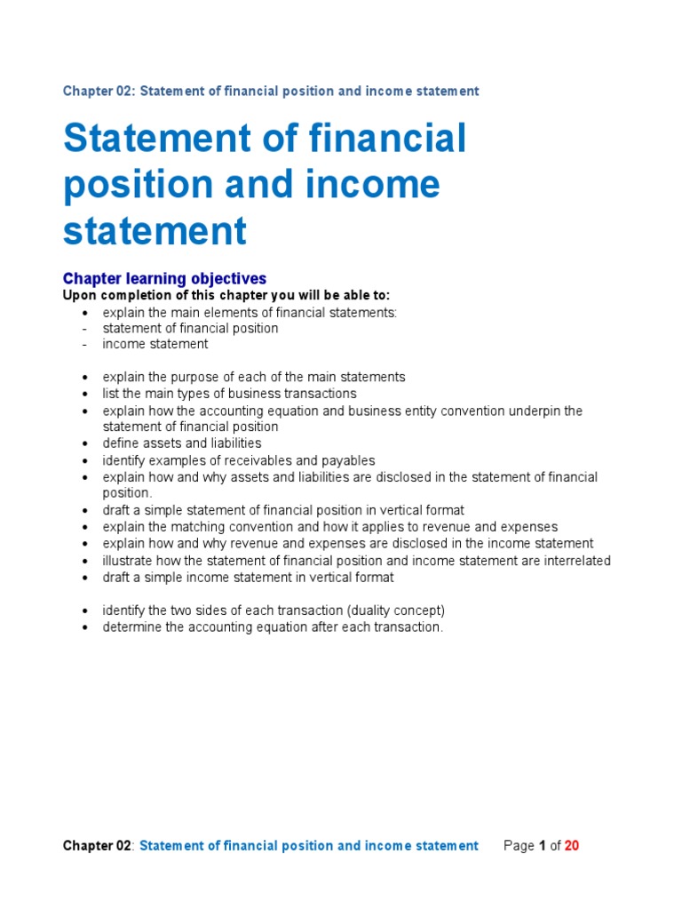 Chapter 02 - Statement of Financial Position and Income Statement | PDF ...