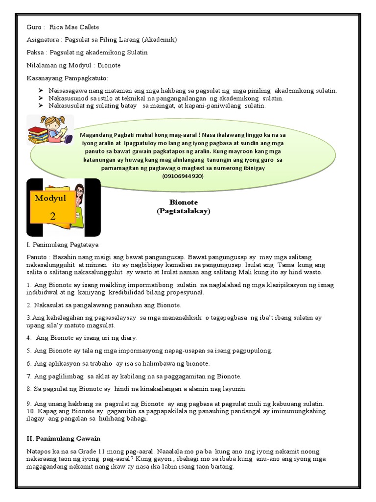 Pagbasa at Pagsulat Week 2 | PDF