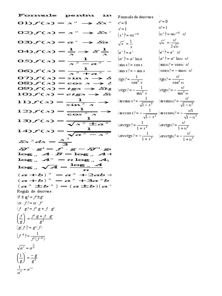 Formule Matematice | PDF
