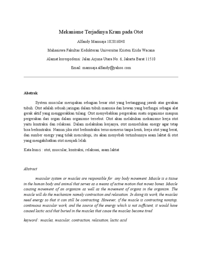 Mekanisme Kram Pada Otot | PDF