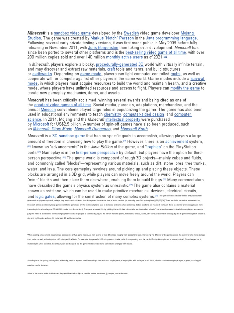 Minecraft Is A: Minecraft Has Been Critically Acclaimed, Winning ...