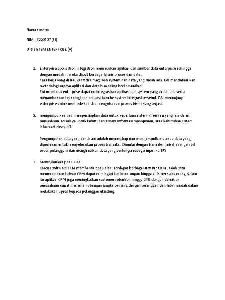 Uts Sistem Enterprise | PDF