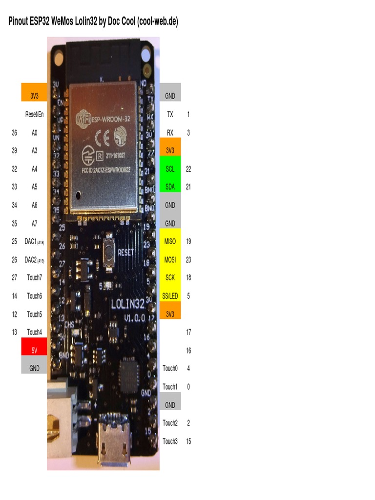 Pinout Esp32 Wemos Lolin32 by Doc Cool (Cool-Web - De) | PDF