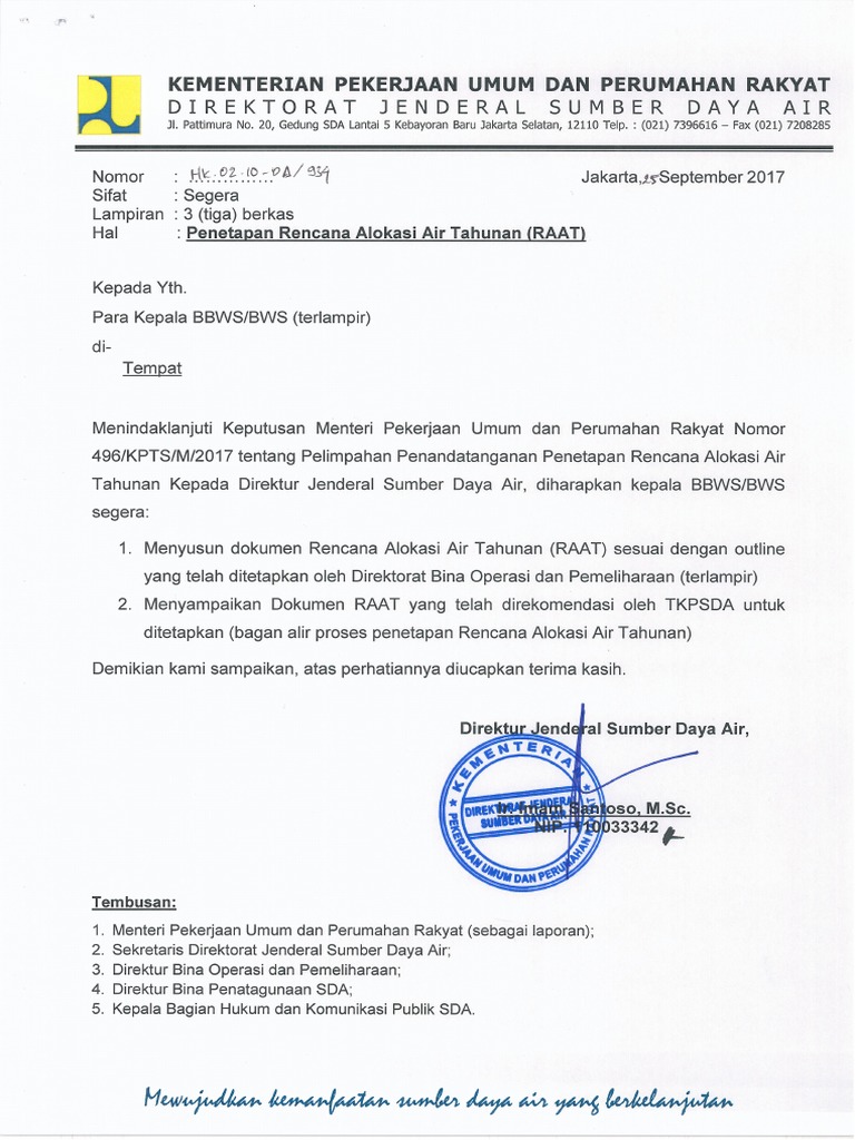 Surat Penetapan AA Dirjen SDA | PDF