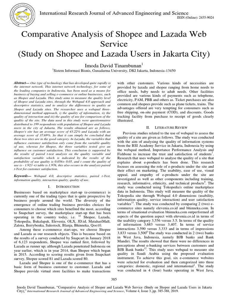 Shopee vs Lazada: A Comparative Study | PDF | Correlation And ...