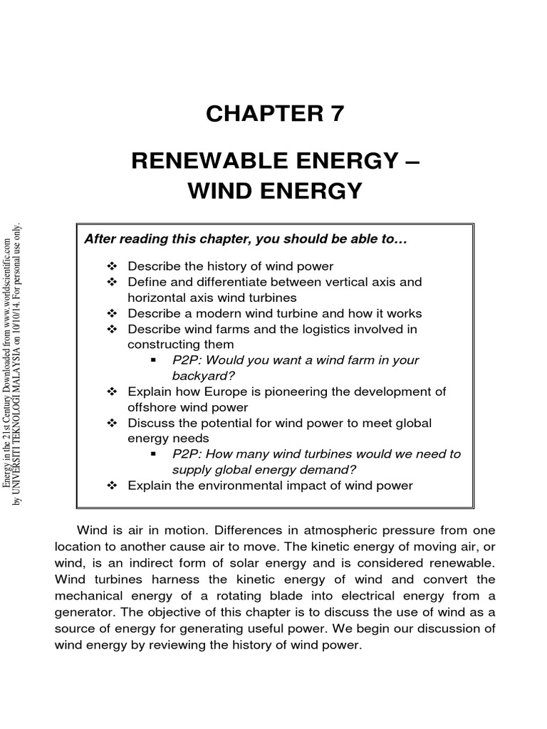 Renewable Energy - Wind Energy: After Reading This Chapter, You Should ...