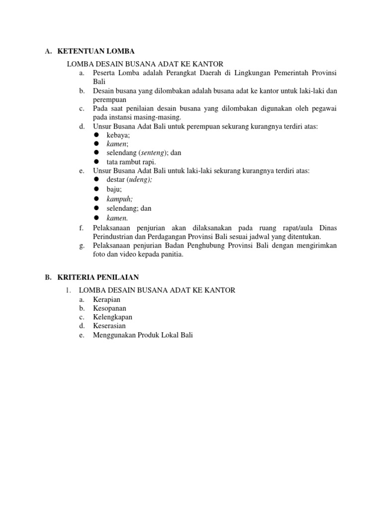 Ketentuan Lomba | PDF