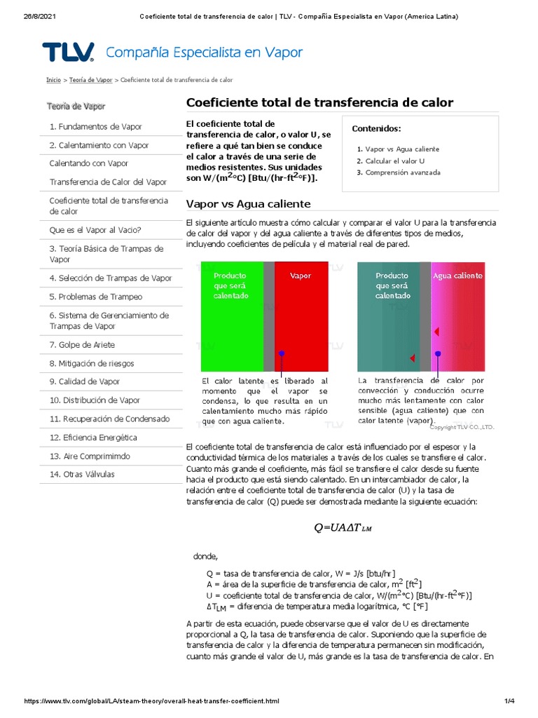 Coeficiente Total de Transferencia de Calor | PDF | Transferencia de calor | Calor