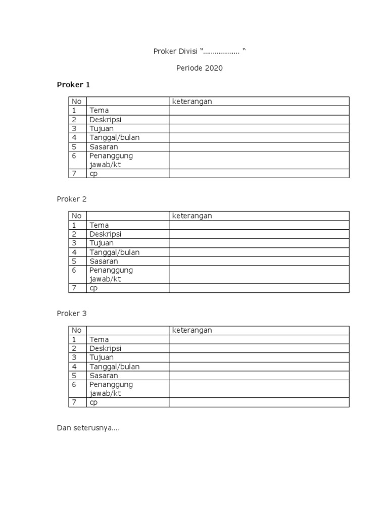 Contoh Proker Divisi | PDF