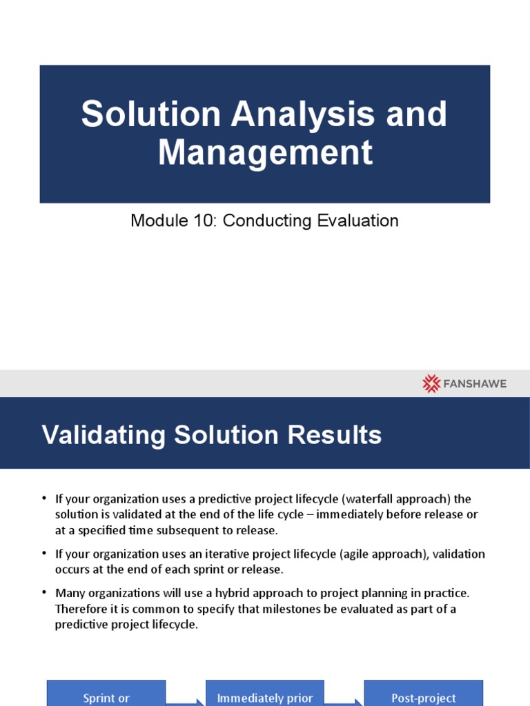 Solution Analysis and Management: Module 10: Conducting Evaluation ...