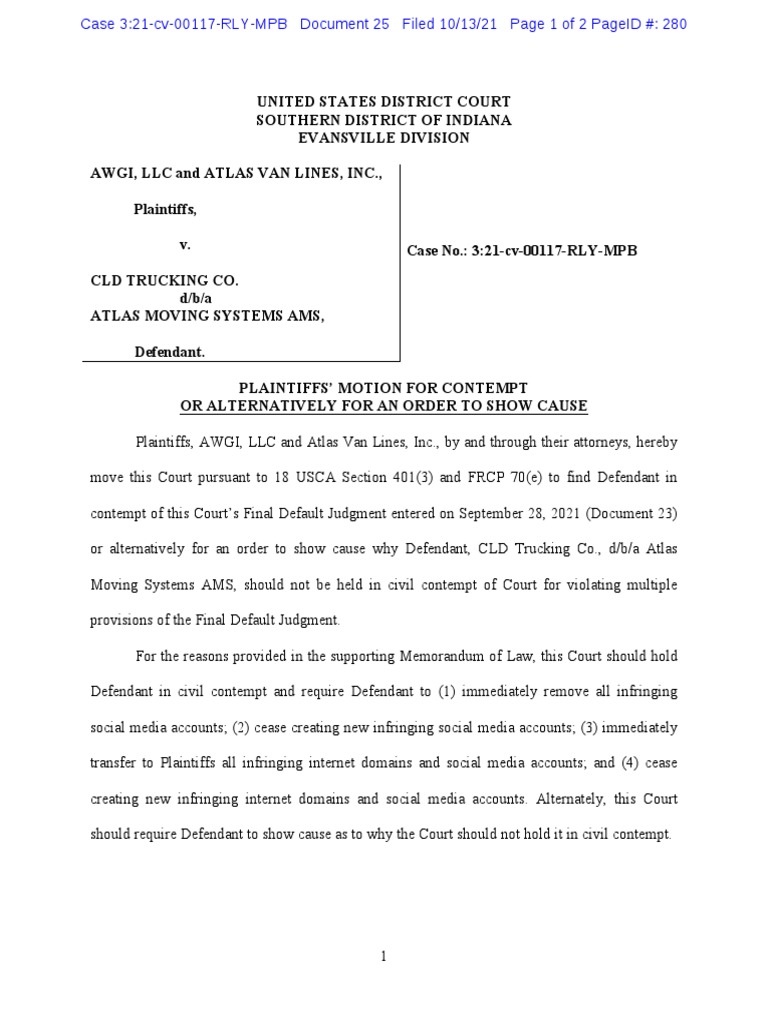 Atlas Motion For Contempt | PDF | Contempt Of Court | Public Sphere