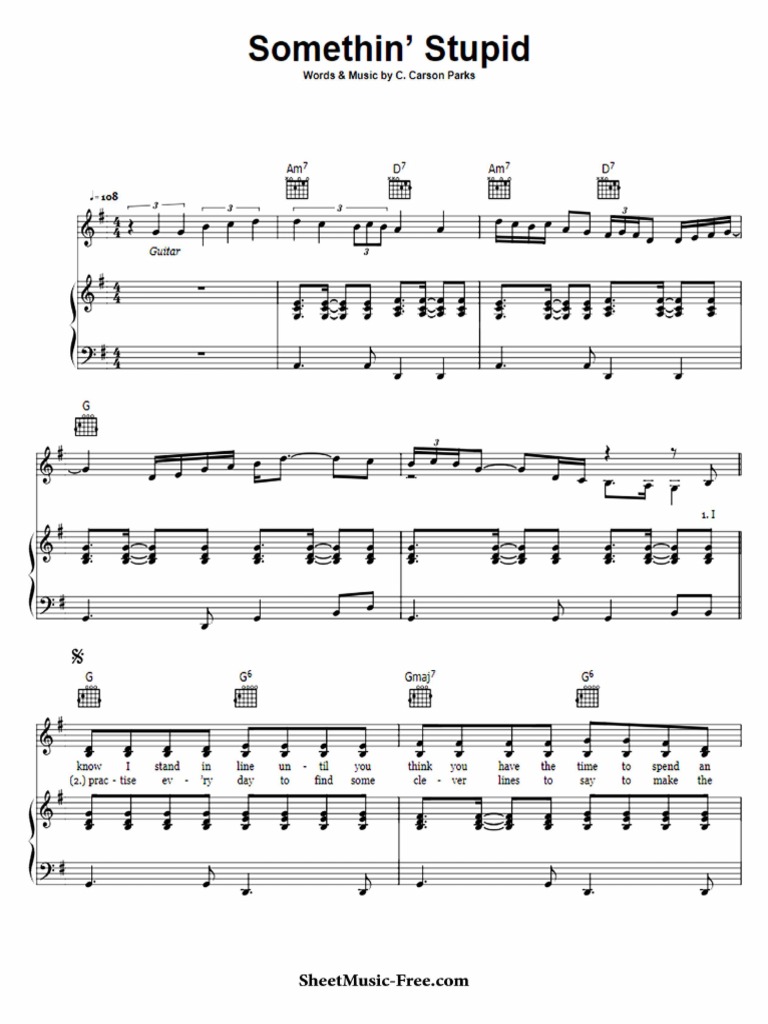 Somethin Stupid Sheet Music Frank Sinatra (SheetMusic Free Com) | PDF