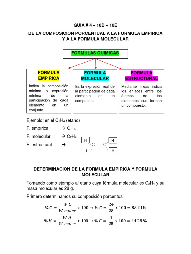 Guia # 4 - Formulas Quimicas | PDF | Compuestos químicos | Moléculas