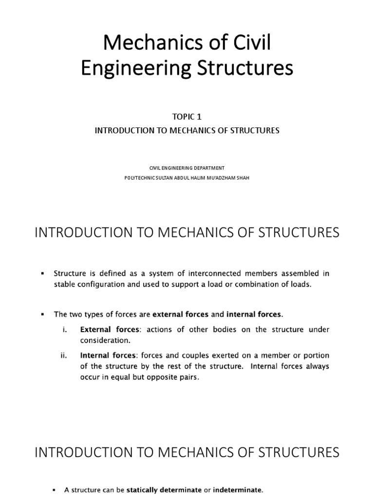 Mechanics of Structures | PDF