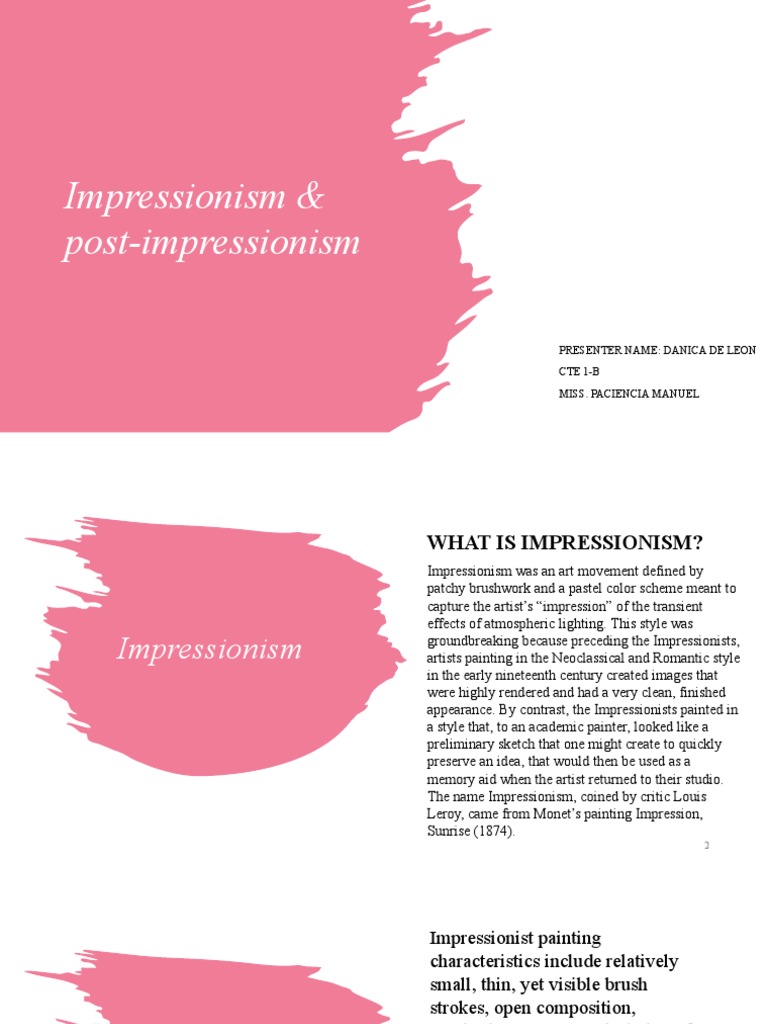 Impressionism and Post-Impressionism Overview | PDF | Impressionism ...