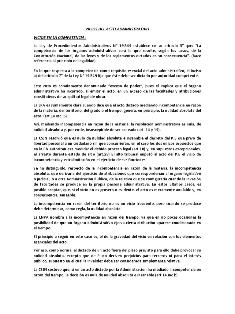 Vicios Del Acto Administrativo | PDF | Debido al proceso | Nulo (ley)