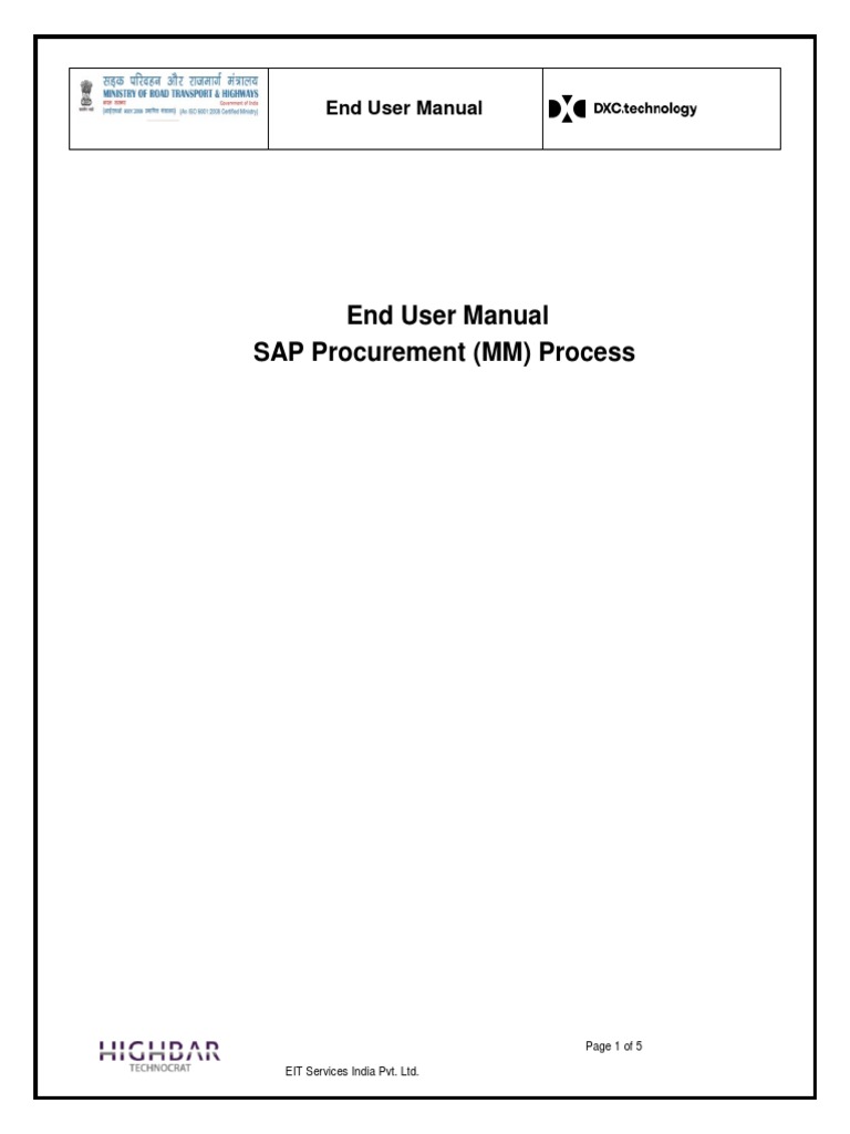 End User Manual SAP Procurement (MM) Process | PDF