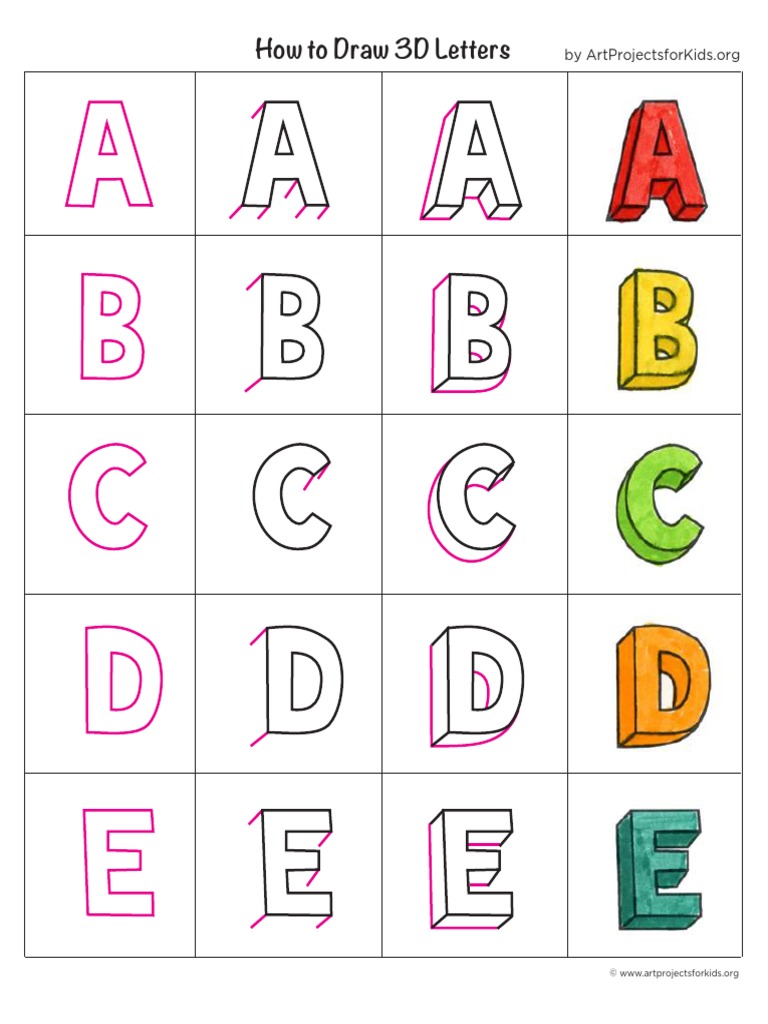 Draw 3D Letters Step by Step | PDF