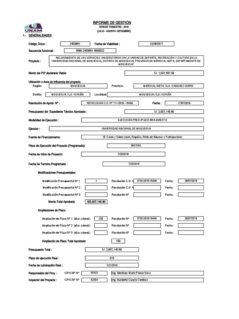 Formatos para Informe de Gestion | PDF