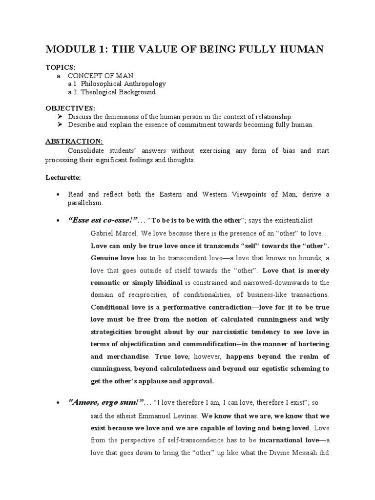 Module 1 - The Value of Being Fully Human | PDF | Torah | Bible