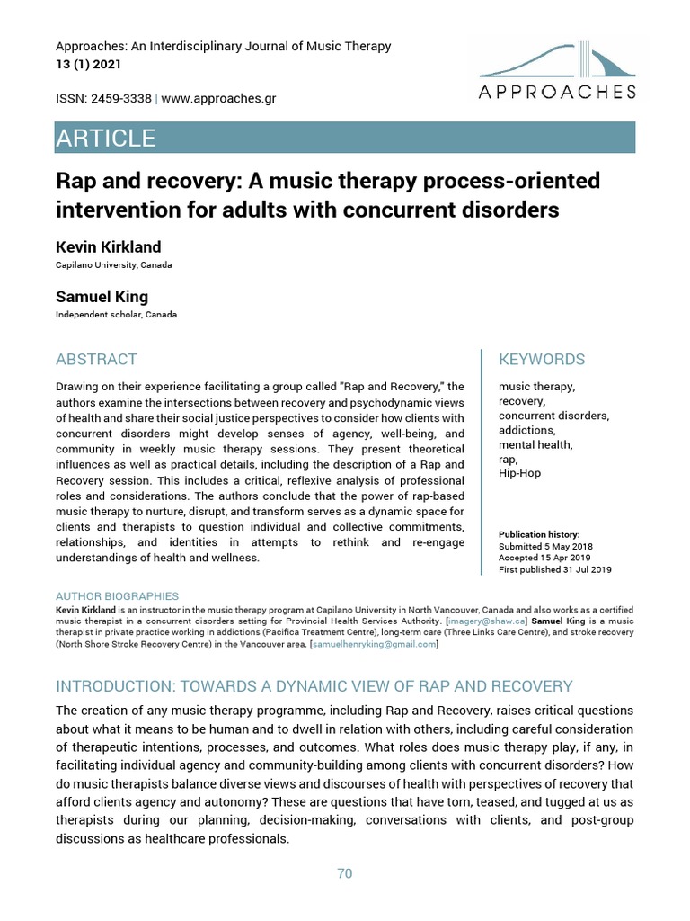 Approaches To Music Therapy | PDF | Psychotherapy | Mental Disorder